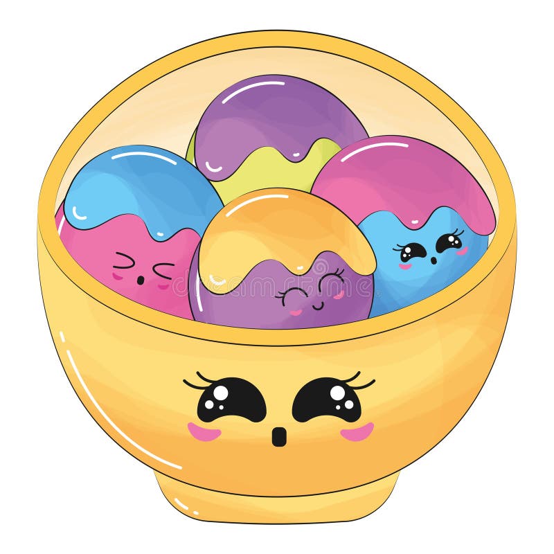 Happy Cute Bowl Cartoon Vector Stock Vector - Illustration of icon ...