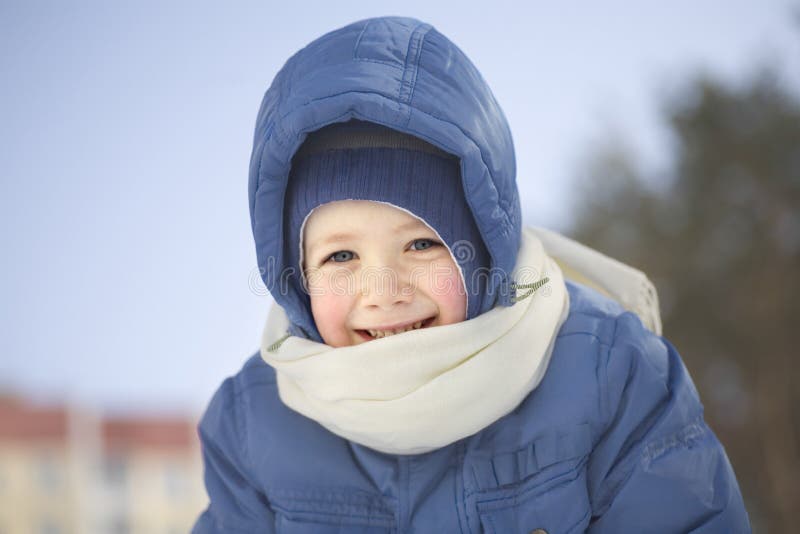 Happy Cute Boy in Hooded Jacket Stock Photo - Image of california, cold ...