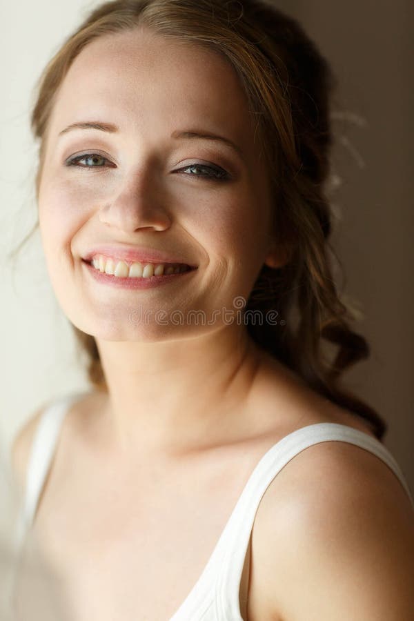 Happy cute bride stock image. Image of makeup, beautiful - 66125621