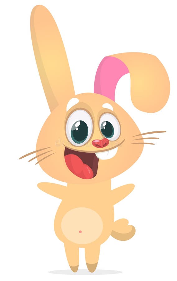Happy Cute Bunny Cartoon. Easter Vector Rabbit Illustration Stock ...