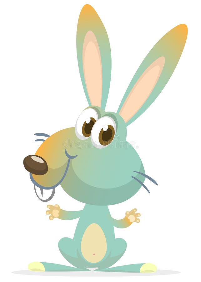 Happy Cute Bunny Cartoon. Easter Vector Rabbit Illustration Stock ...