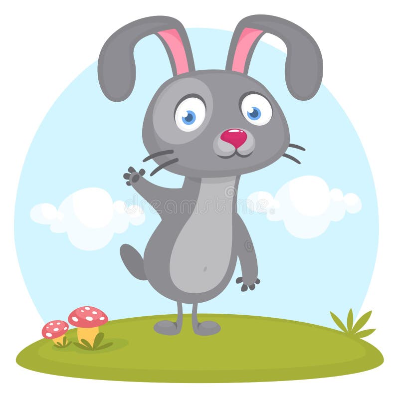 Happy Cute Bunny Cartoon. Easter Vector Rabbit Illustration Stock ...