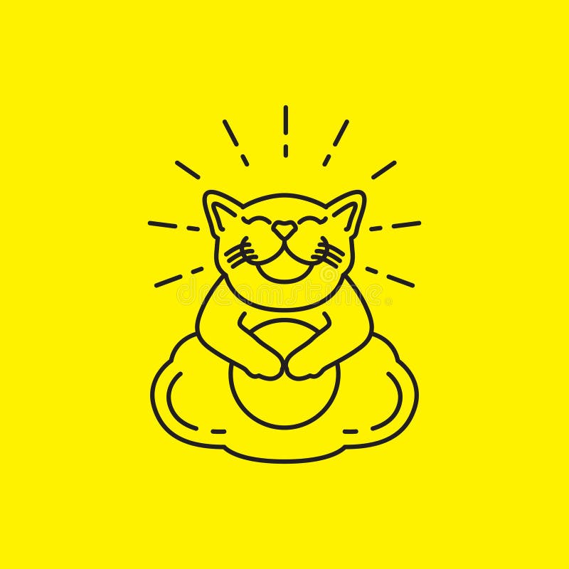 Happy Cute Cat Adorable Line Logo Design Vector Stock Vector ...