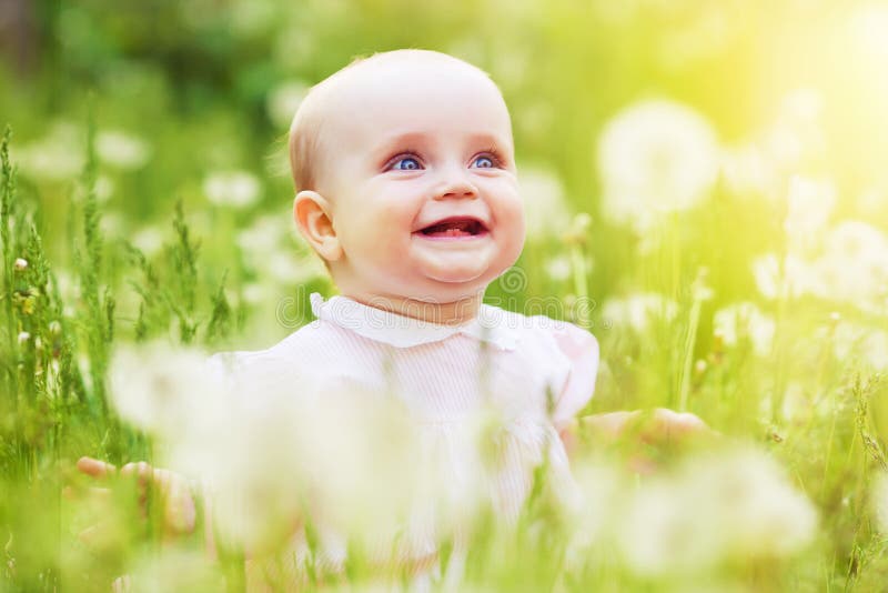 Happy cute child stock image. Image of candid, meadow - 35988689