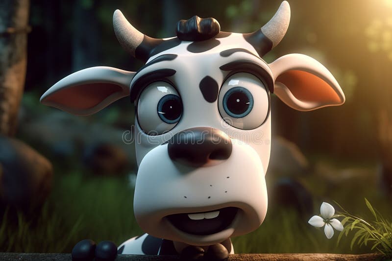 Happy Cute Cow Cartoon Character Stock Image - Image of character ...