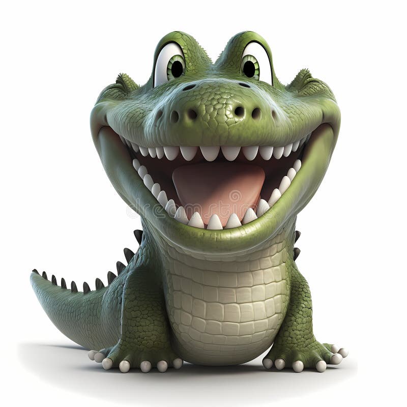 Happy Cute Crocodile Cartoon Style. Generative AI Stock Illustration ...