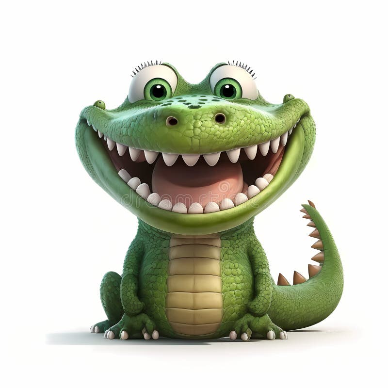 Happy Cute Crocodile Cartoon Style. Generative AI Stock Illustration ...