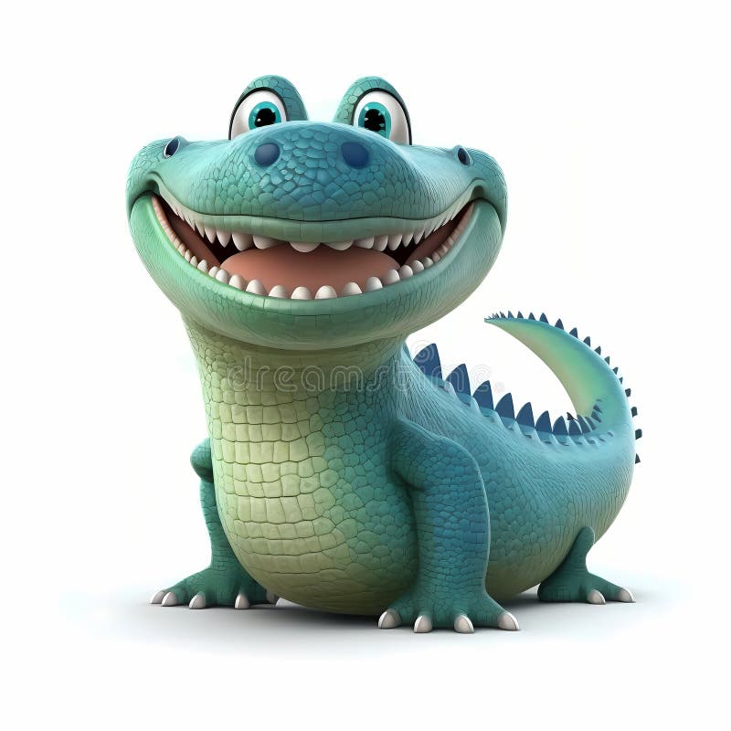Happy Cute Crocodile Cartoon Style. Generative AI Stock Illustration ...