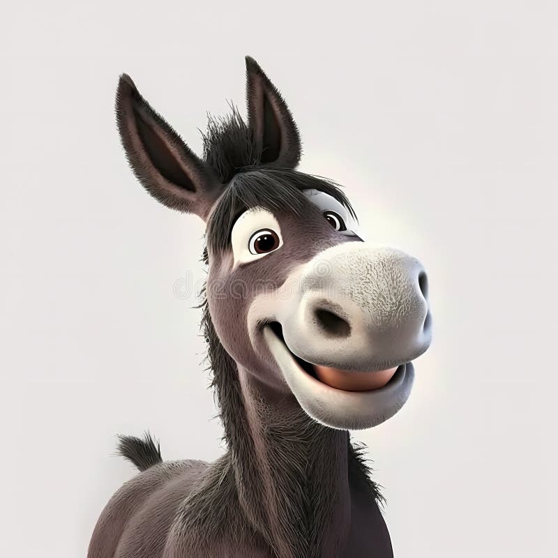Happy Cute Donkey. Generative AI Stock Illustration - Illustration of ...