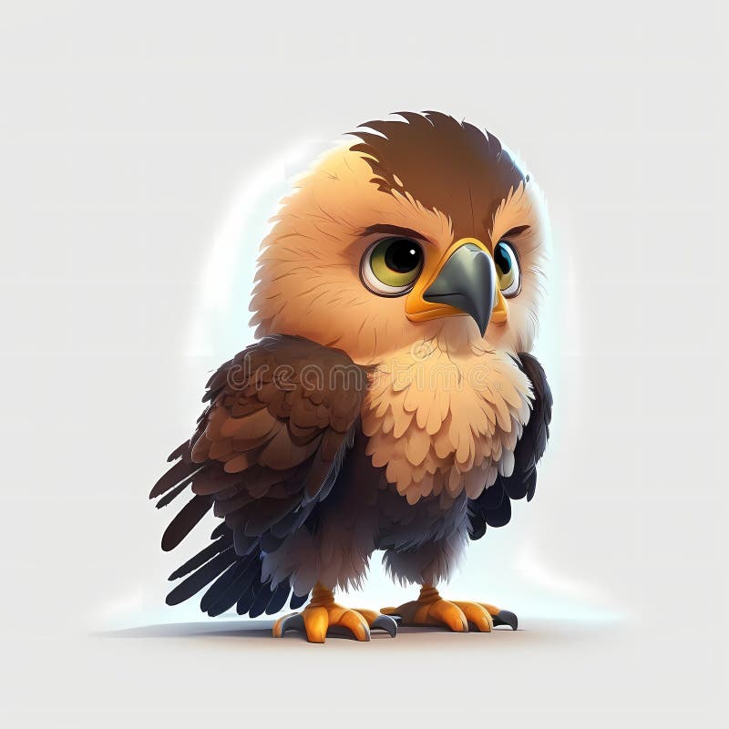 Happy Cute Eagle Cartoon. Generative AI Stock Illustration ...