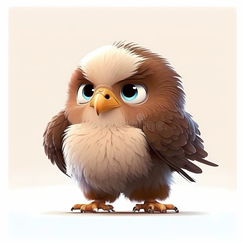 Happy Cute Eagle Cartoon. Generative AI Stock Illustration ...