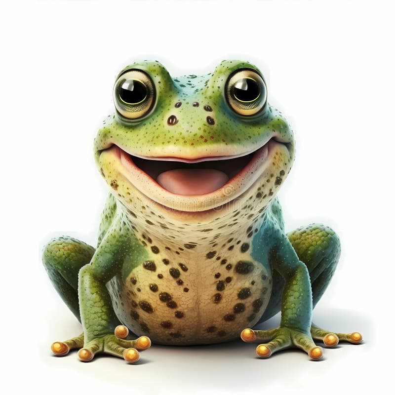 Happy Cute Frog Cartoon. Generative AI Stock Illustration ...