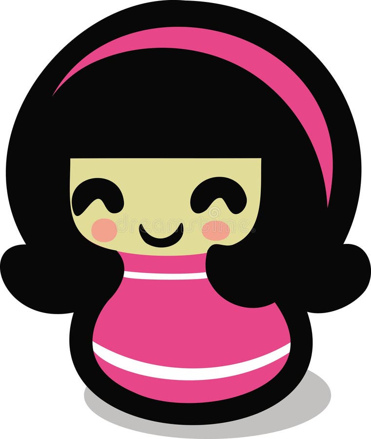 Happy Cute Girl Isolated Icon Over White Stock Vector - Illustration of ...