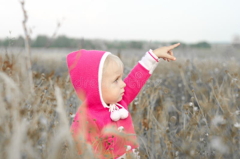 Happy Cute Girl Playing in the Field Stock Image - Image of flowers ...