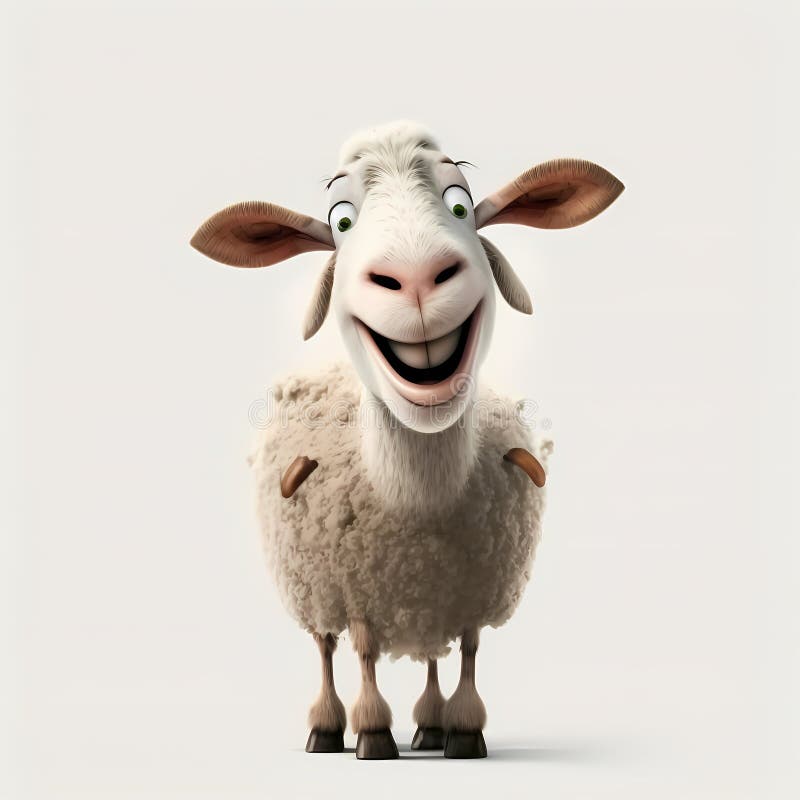 Happy Cute Goat Cartoon. Generative AI Stock Illustration ...