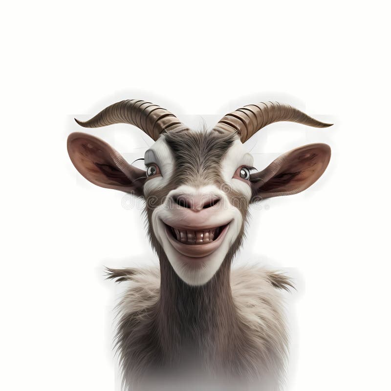 Happy Cute Goat Cartoon. Generative AI Stock Illustration ...