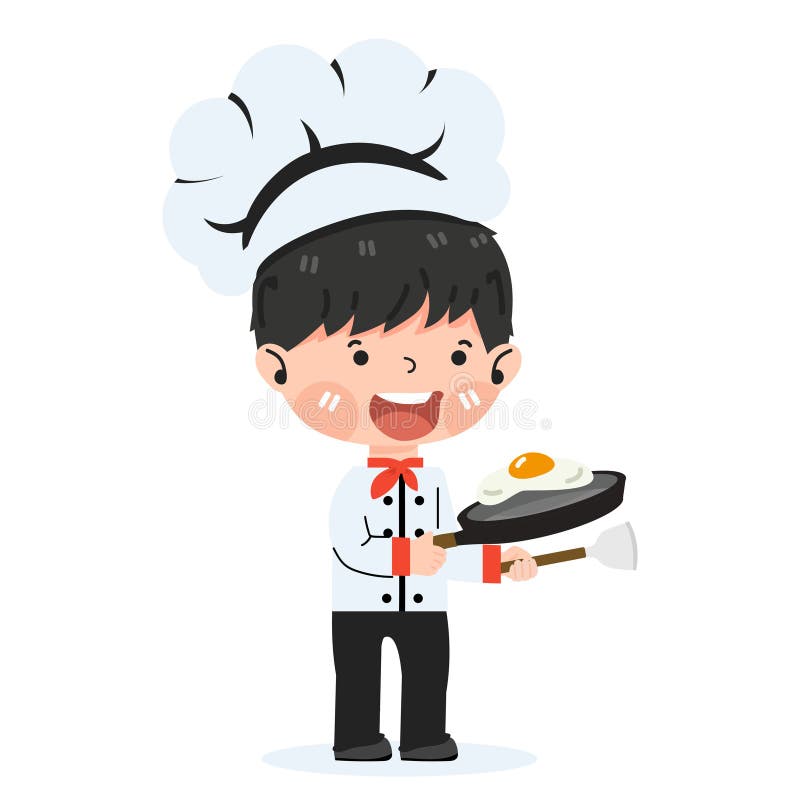 Happy Cute Kid Girl in Chef Cook Stock Vector - Illustration of meal ...