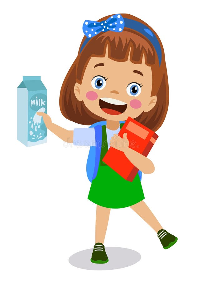 Happy Cute Kid Boy Drink Fresh Milk Stock Illustration - Illustration ...