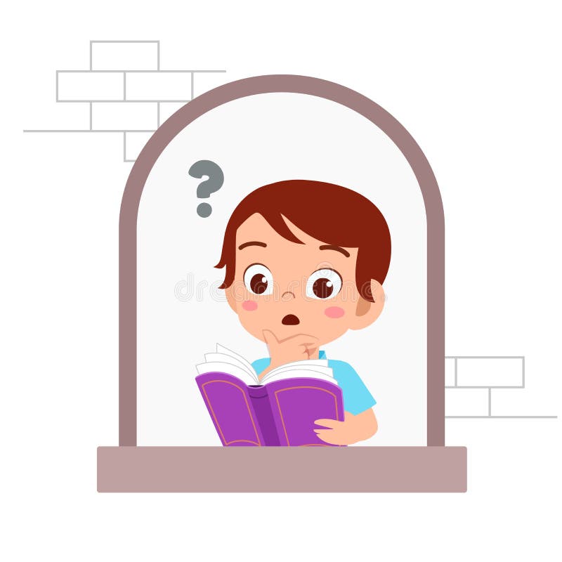 Happy Cute Kid Boy Expression on Window Stock Vector - Illustration of ...