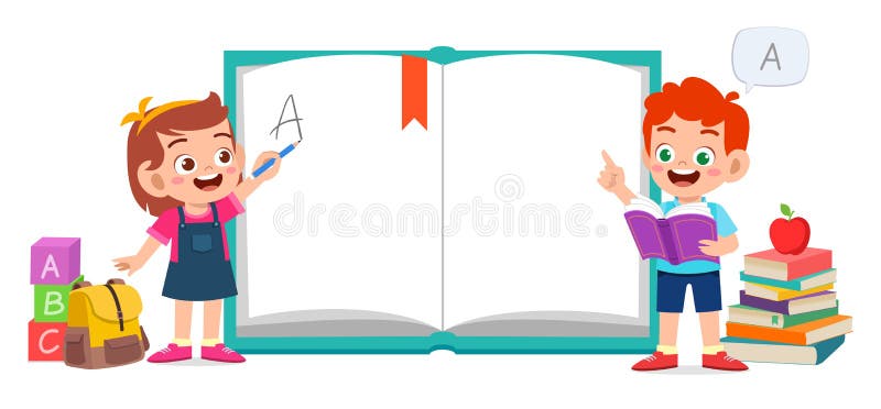 Happy Cute Kid Boy Learning in School Stock Vector - Illustration of ...