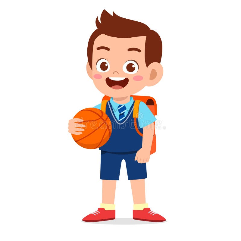 Happy Cute Kid Boy Ready To Go To School Stock Vector - Illustration of ...