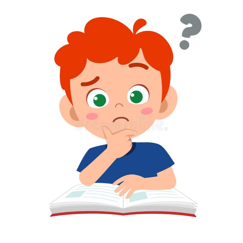 Happy Cute Kid Boy Study with Smile Stock Vector - Illustration of ...