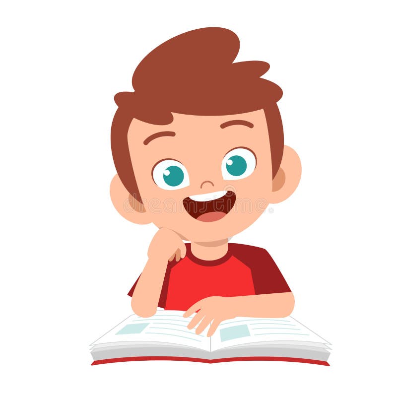 Happy Cute Kid Boy Study with Smile Stock Vector - Illustration of ...