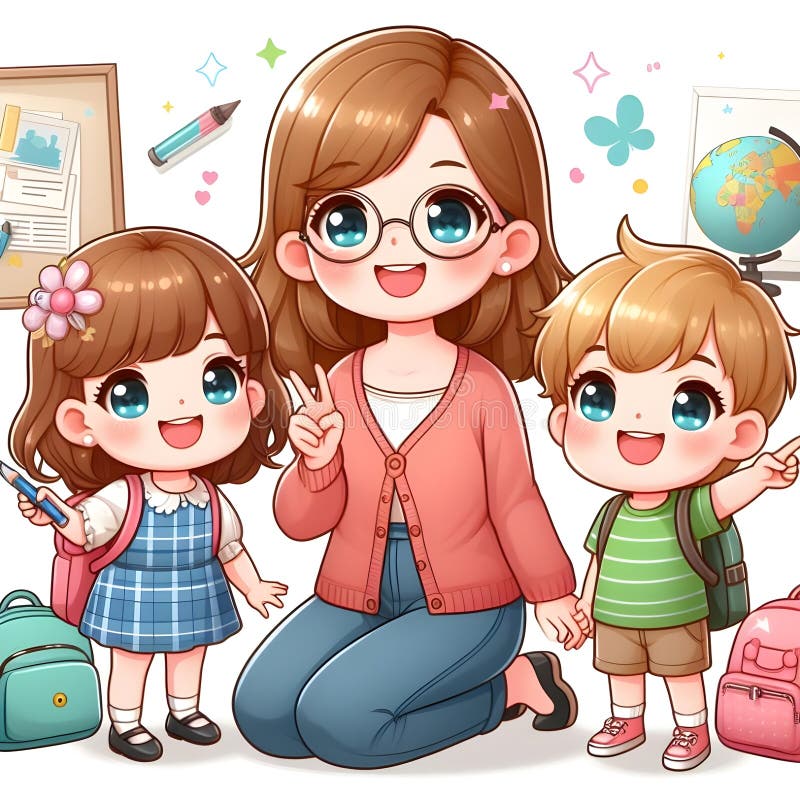 Happy cute kids a bundle stock illustration. Illustration of wooden ...