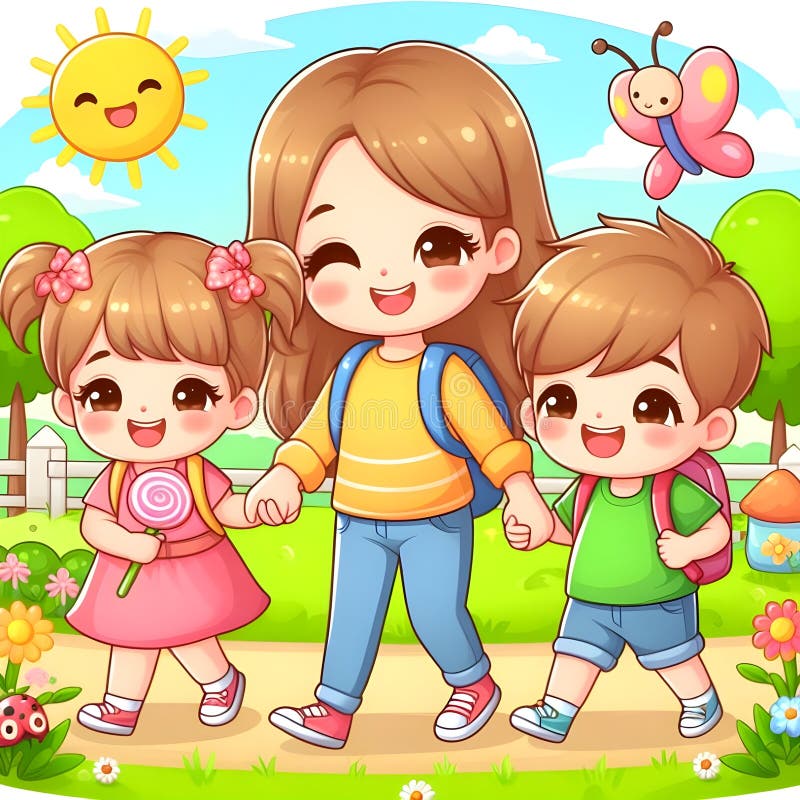 Happy cute kids a bundle stock illustration. Illustration of ornament ...