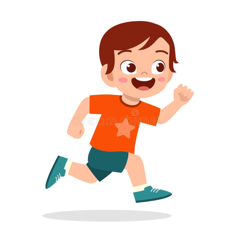 Happy Cute Little Boy Running so Fast Stock Vector - Illustration of ...