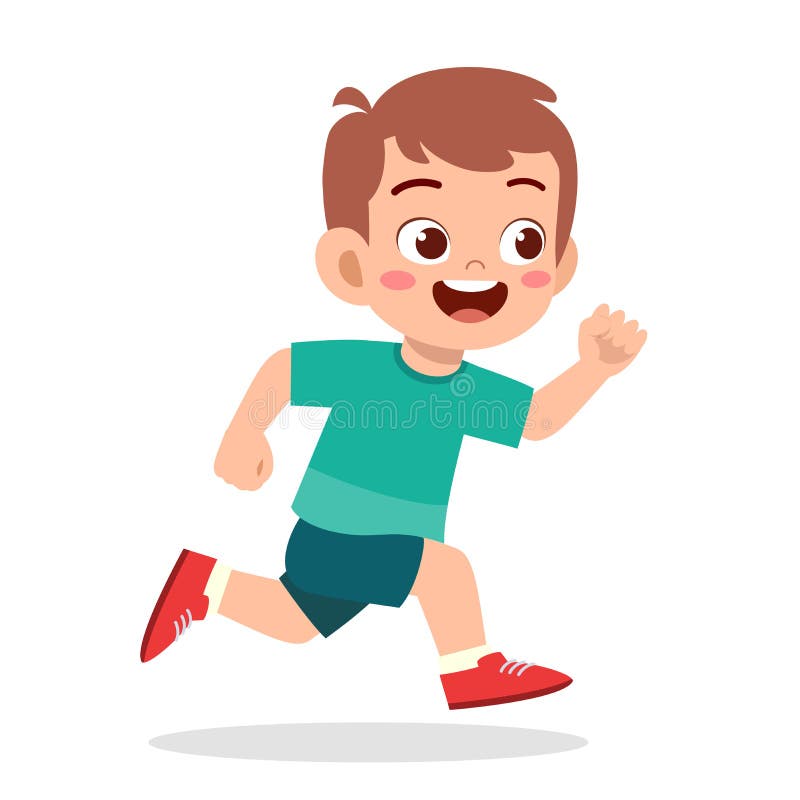 Happy Cute Little Boy Running so Fast Stock Vector - Illustration of ...
