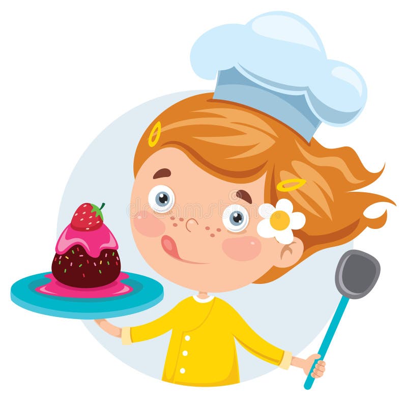 Happy Cute Little Chef Cooking Vector Illustratie - Illustration of ...