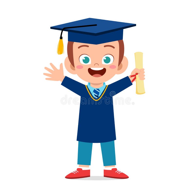Happy Cute Little Kid Boy Graduate from School Stock Vector ...