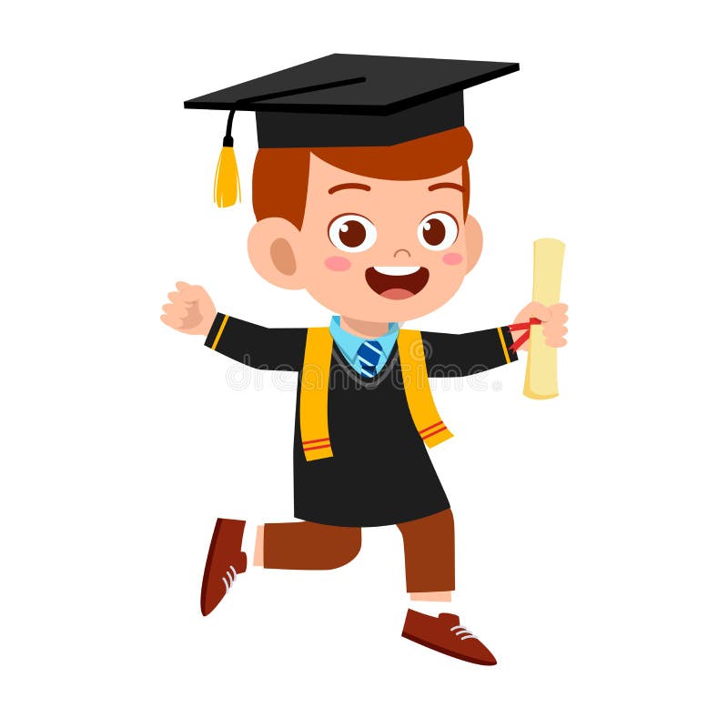 Happy Cute Little Kid Boy Graduate from School Stock Vector ...