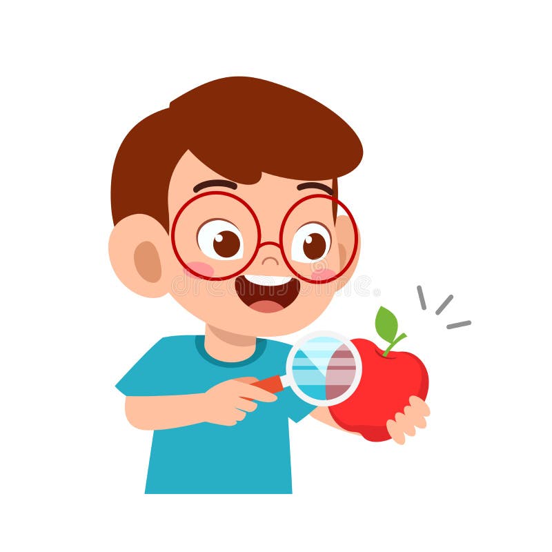 Happy Cute Little Kid Boy Holding Magnifying Glass Stock Vector ... Happy Cute Little Kid Boy Holding Magnifying Glass Stock Vector ...
