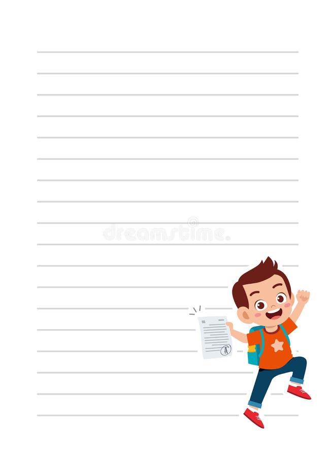 Happy Cute Little Kid Boy Notebook School Stock Vector - Illustration ...