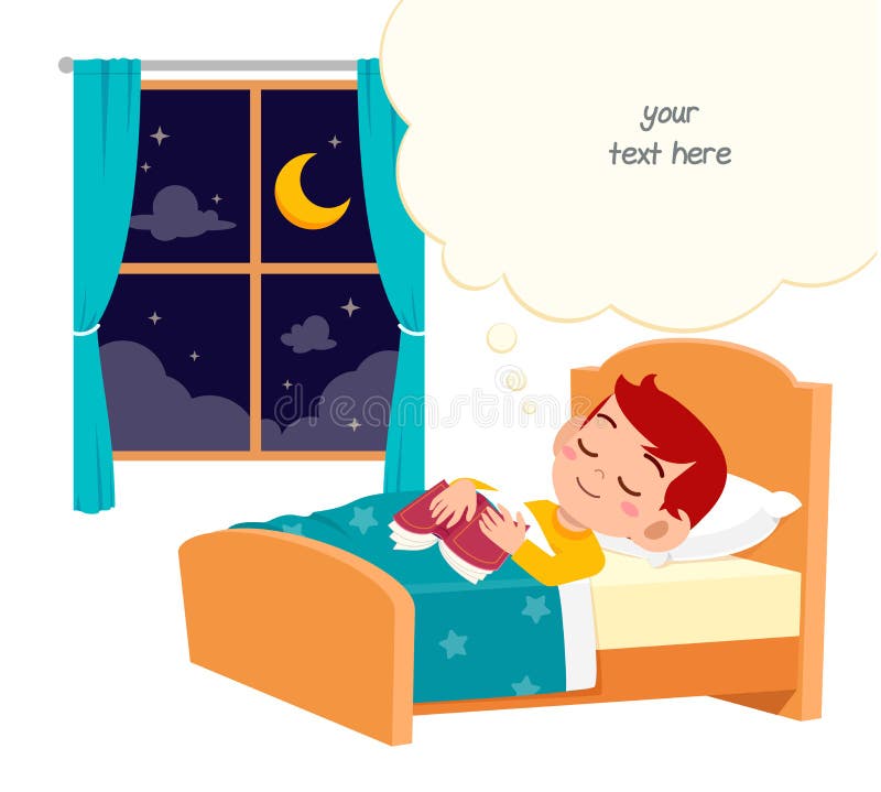 Happy Cute Little Kid Boy Sleep in the Night Stock Vector ...