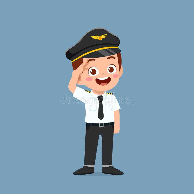 Happy Cute Little Kid Boy Wearing Pilot Uniform Stock Vector ...