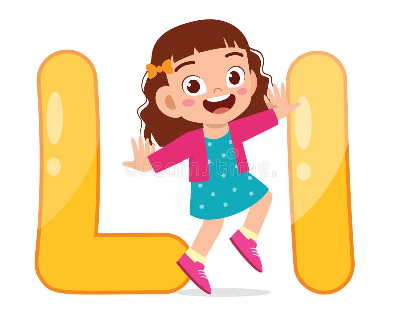 Happy Cute Little Kid Study Alphabet Character Stock Vector ...