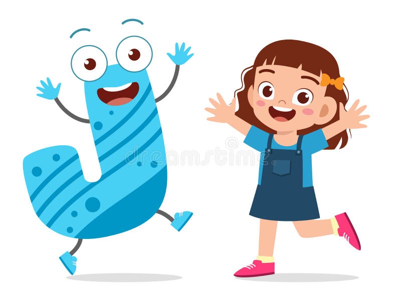 Happy Cute Little Kid Study Alphabet Character Stock Vector ...