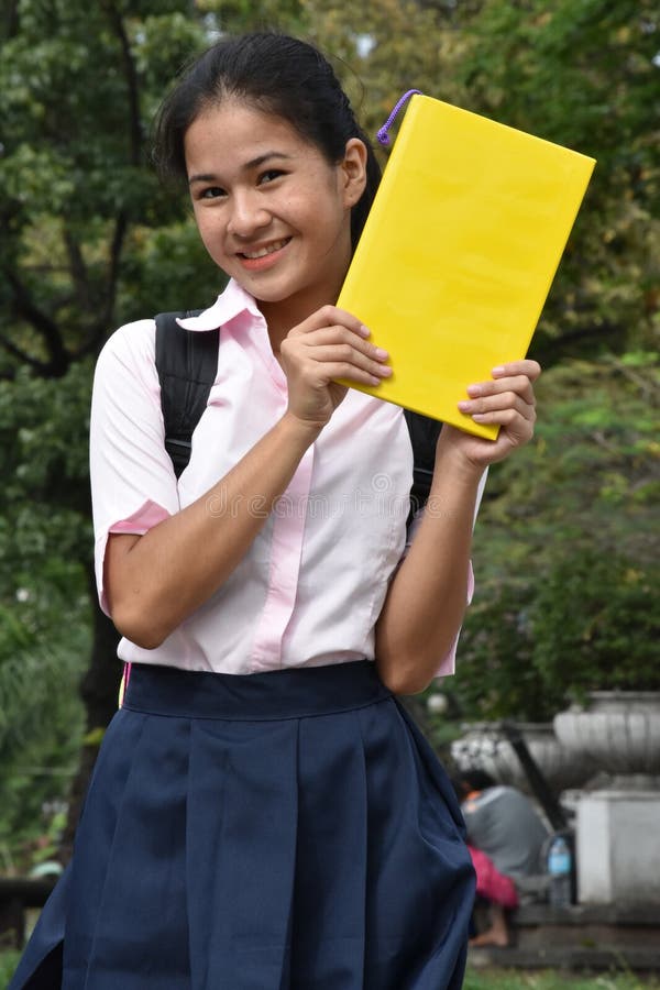 Happy Cute Minority School Girl with Notebooks Stock Image - Image of ...