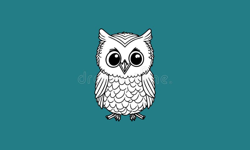 Happy Cute Owl Kawaii Line Art Design Stock Vector - Illustration of ...