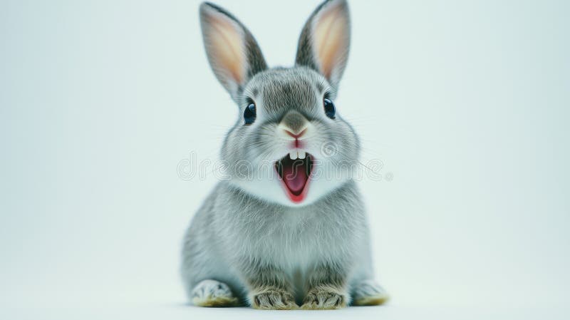 Happy Cute Rabbit Smiling Joyful Expression Stock Image - Image of ...