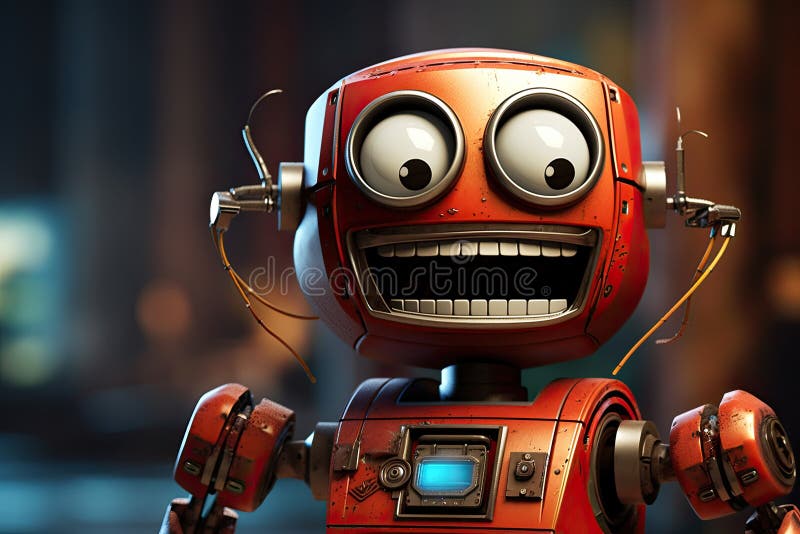 Happy Cute Red Smiling Robot AI Generated Stock Illustration ...