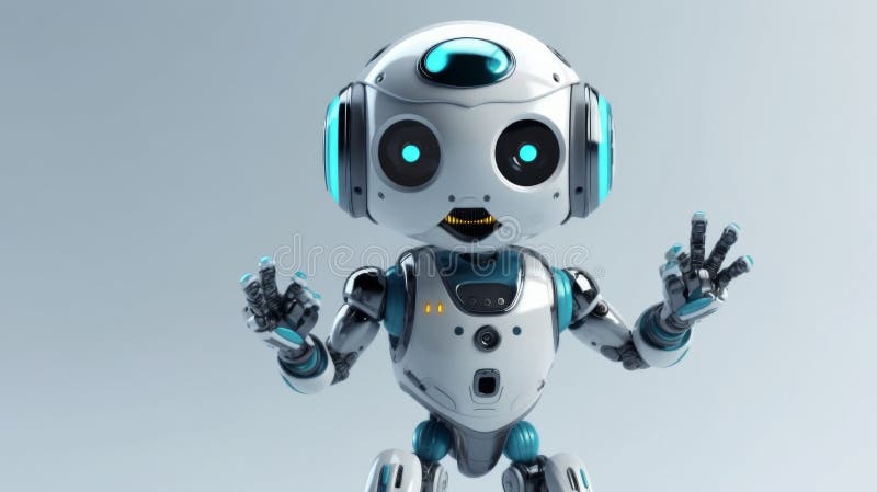 Happy Cute Robot. Generative AI Stock Image - Image of eyes, render ...