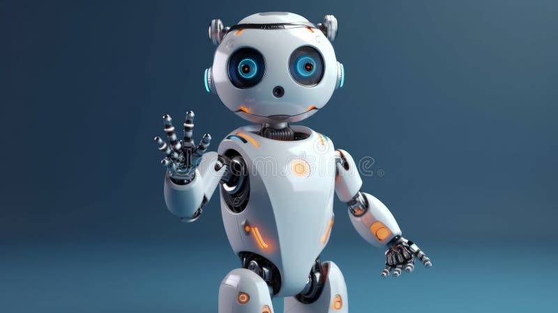Happy Cute Robot. Generative AI Stock Image - Image of character ...