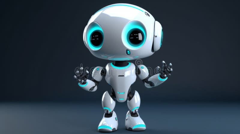 Happy Cute Robot. Generative AI Stock Image - Image of robotic, eyes ...