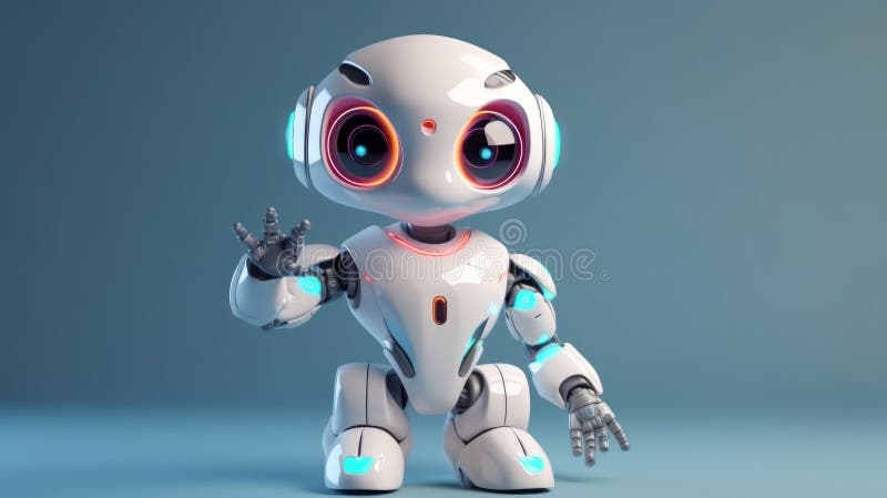 Happy Cute Robot. Generative AI Stock Image - Image of screen, robotic ...