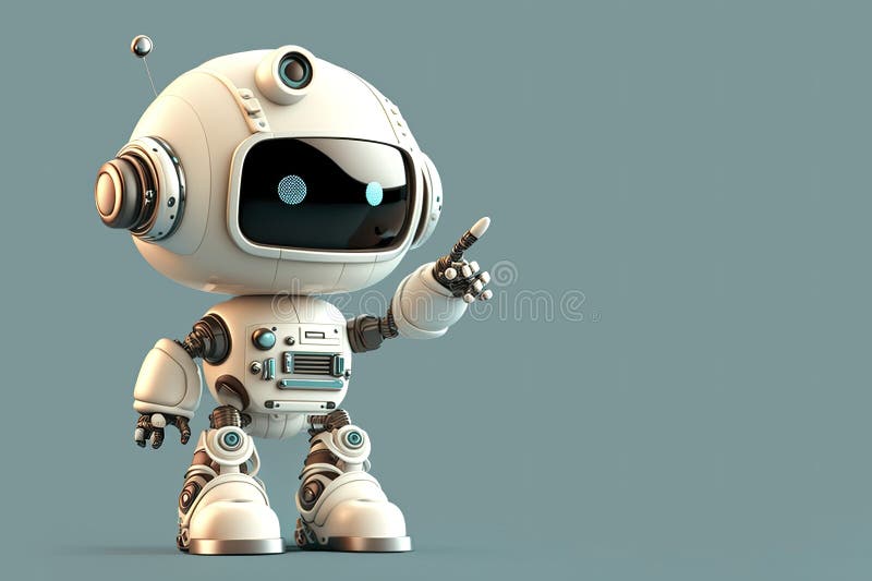 Happy Cute Robot Pointing at a Space, a Friendly and Cheerful Robot ...
