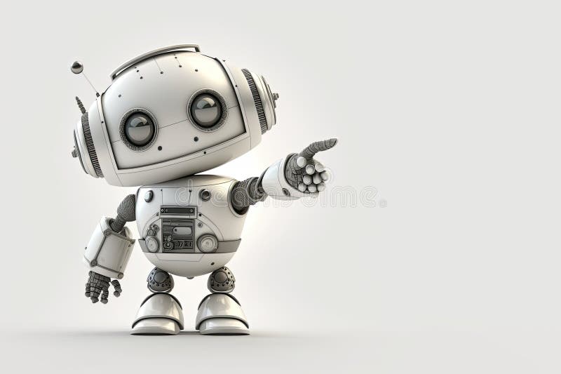 Happy Cute Robot Pointing at a Space, a Friendly and Cheerful Robot ...